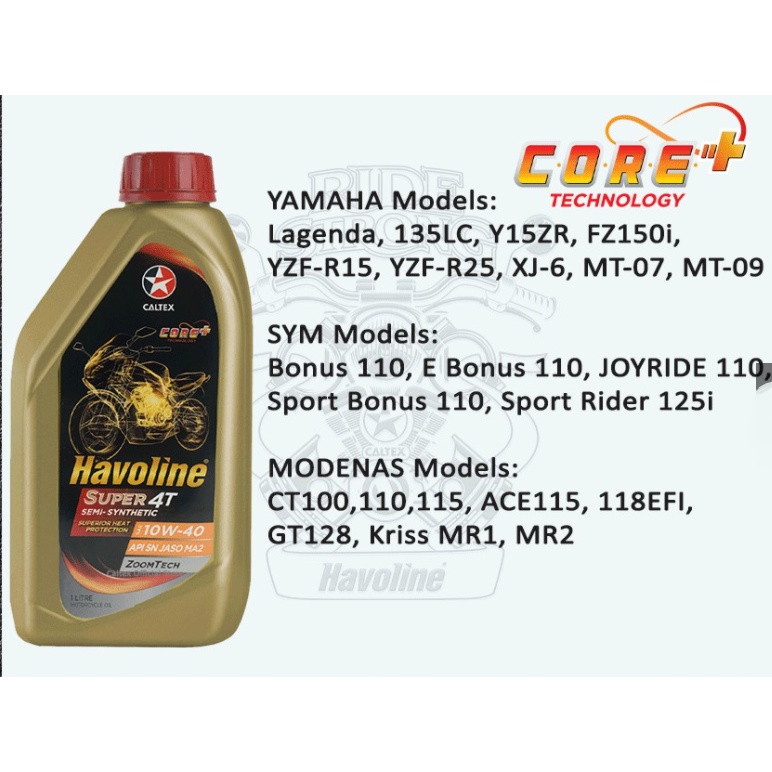 CALTEX Havoline Super 4T Semi-Synthetic 10W40 Engine Oil API SN (1L ...