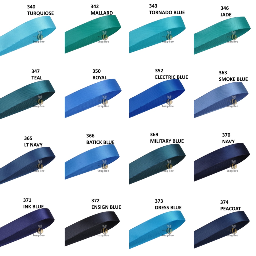 LAZY BEE Dark Blue Navy Blue Biru Tua 5 Meter Premium Double Face Satin ...