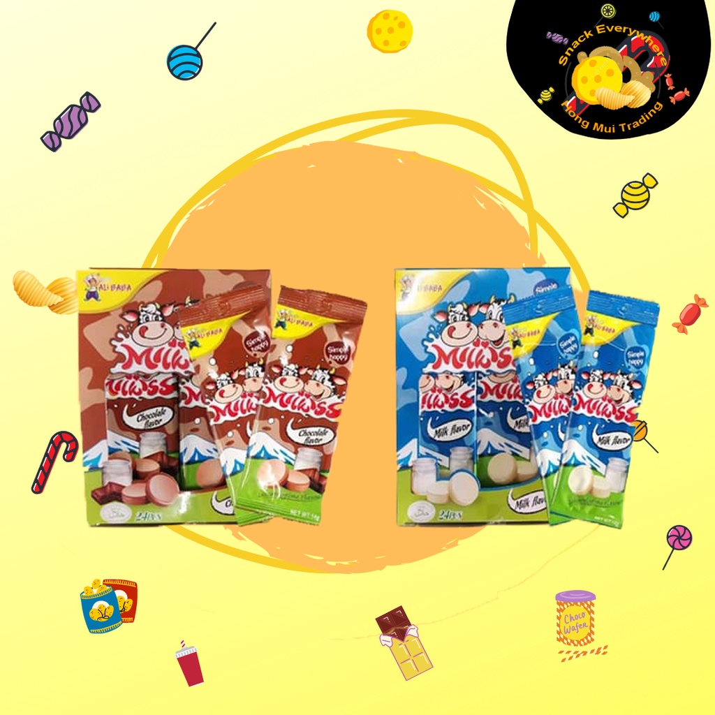 Milkiss Tablet Candy Chocolate/Milk Milkiss 奶味糖 24pcs x 14g 【零食/Snack ...