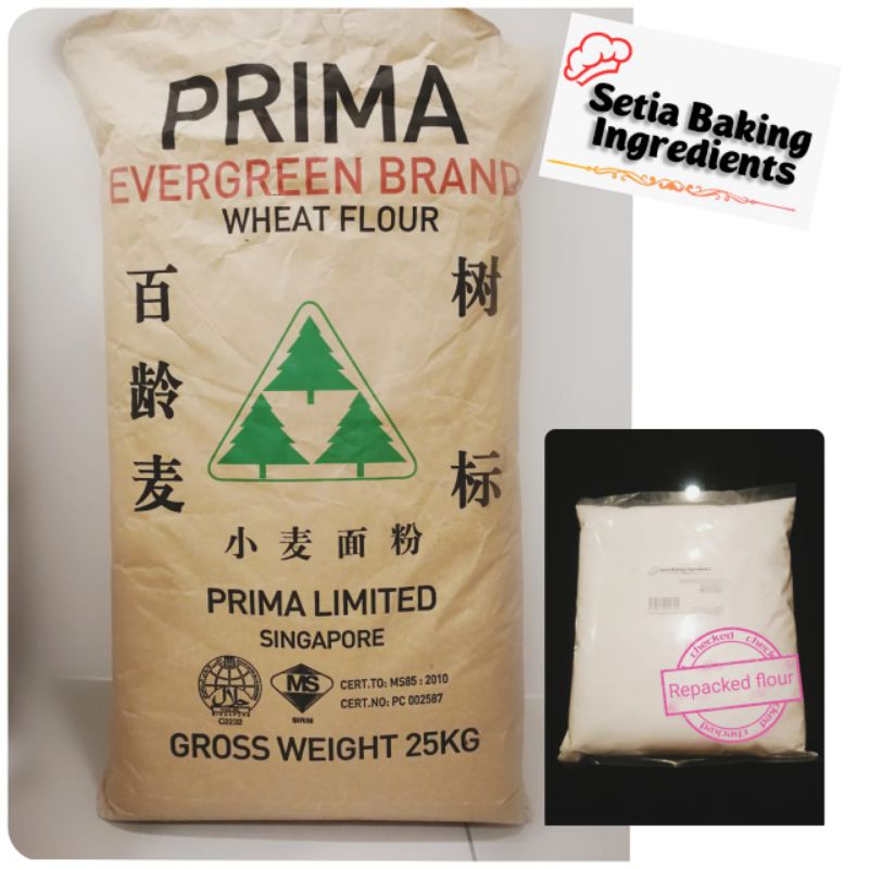 PRIMA EVERGREEN All Purpose Flour 1KG Repack Tepung Gandum Yang Sesuai ...