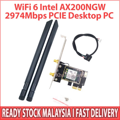 Intel AX200 Wifi 6 AX200NGW M.2 2974Mbps Bluetooth 5.1 WLan 802.11ax MU ...