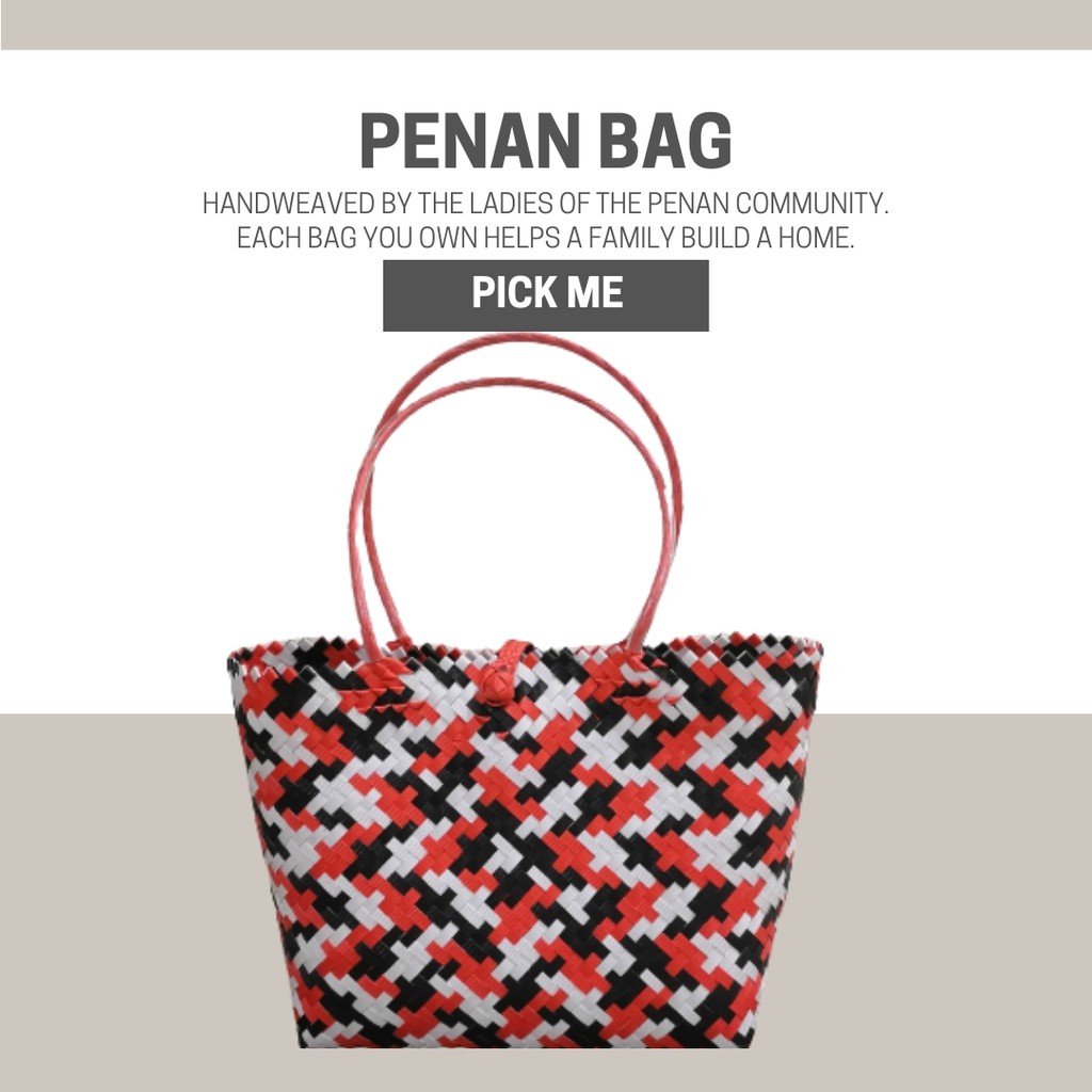 Penan Bag - Medium Carry all (Red & Black) | Shopee Malaysia