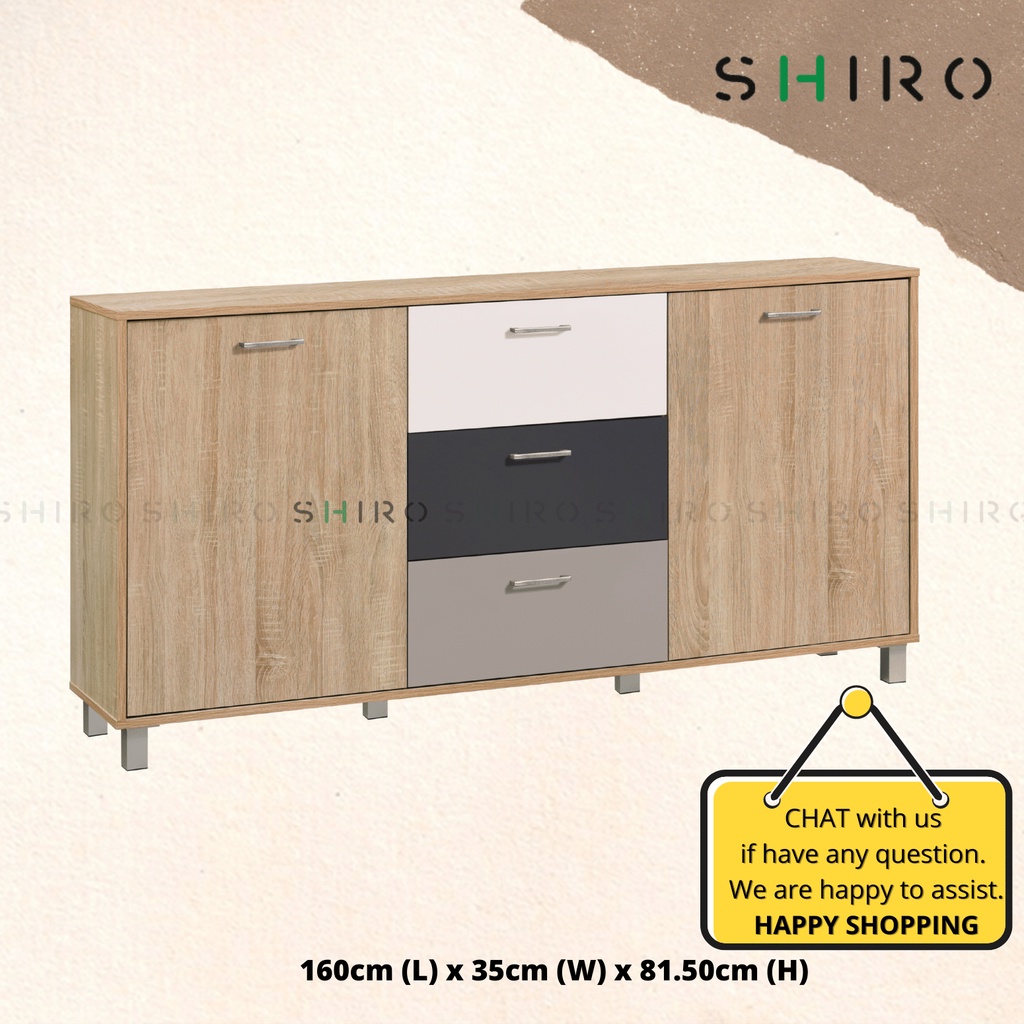 SHIRO 5ft Solid Board Console Table Storage Cabinet Sideboard Drawer Storage 160cm Hallway Table ...