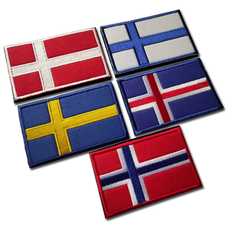 Nordic national flag embroidery Velcro badge armband badge tactical morale patch hook and loop ...