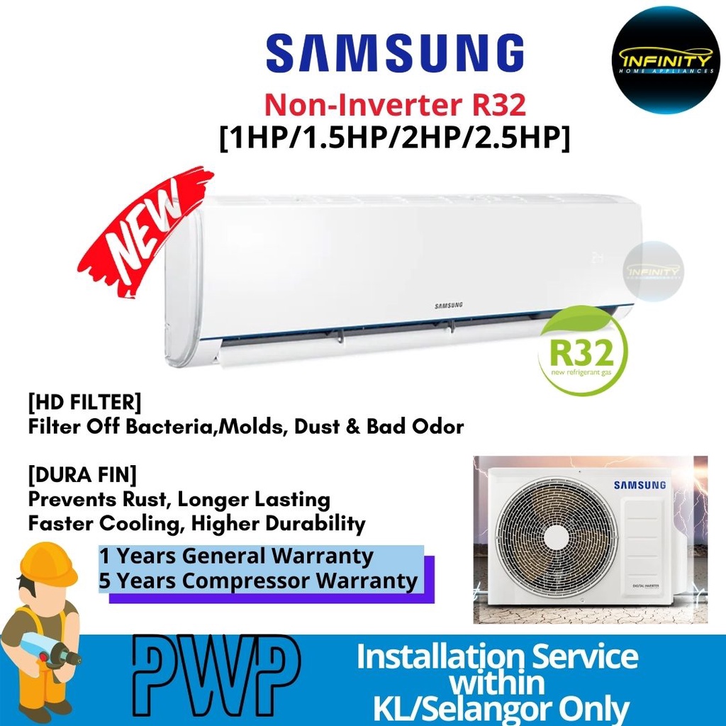 Samsung R32 Air Conditioner Non Inverter 1HP | Shopee Malaysia