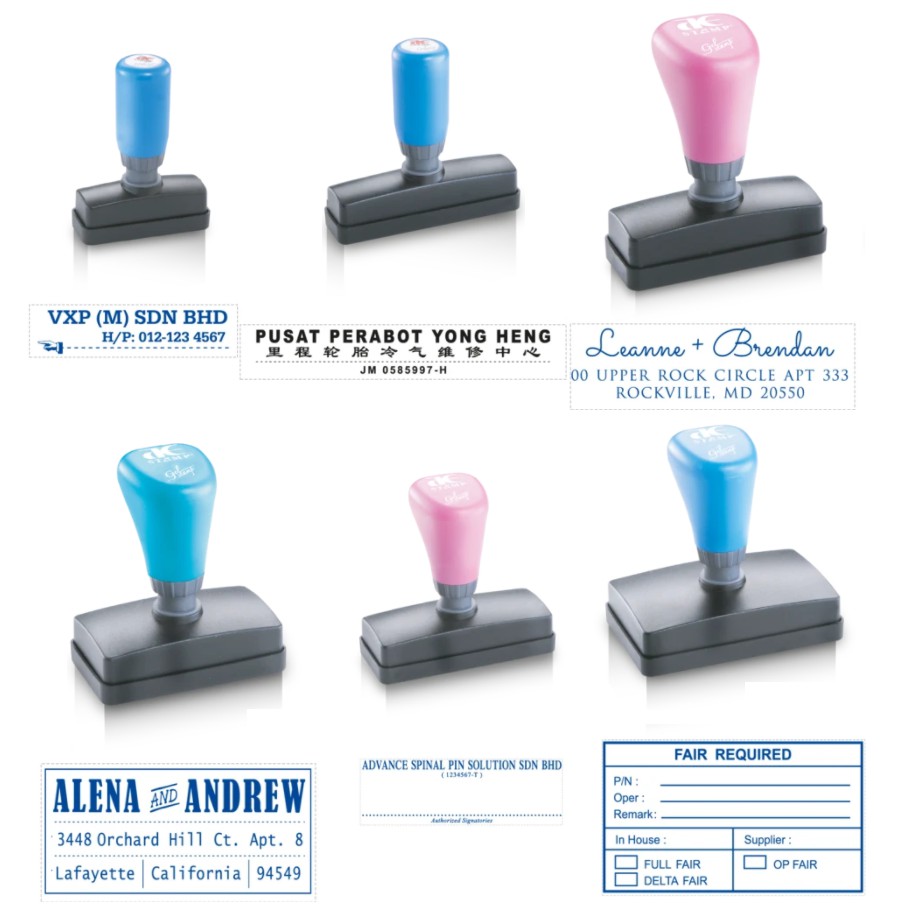 Custom Made RECTANGLE AE Gel Stamp (Pre-Inked) US Technology Quick Dry Waterproof Standard Size ...