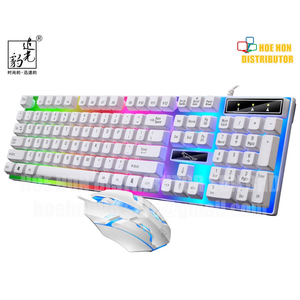 Light Leopard Computer USB Wired RGB LED Gaming Keyboard + DPI Mouse ...