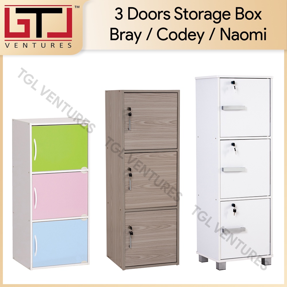 TGL 3 Doors Shelf Cabinet / 3 Compartment Shelf With Doors / 3 Pintu ...