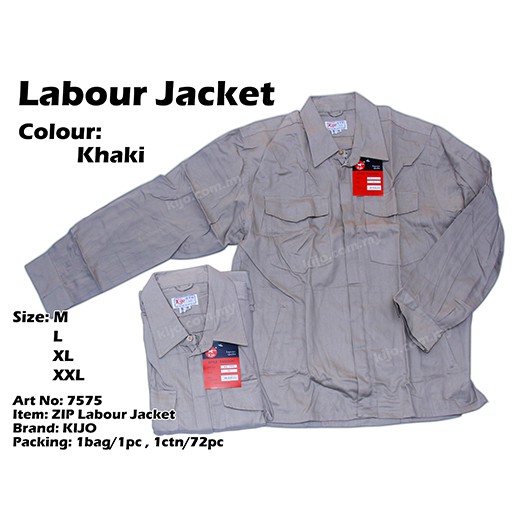 Labour Jacket ZIP Khaki Cotton Industrial Cargo Jacket | Shopee Malaysia