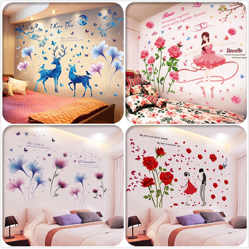 【wuxiang】2pcs/set stereo wall stickers warm bedroom stickers bedside ...