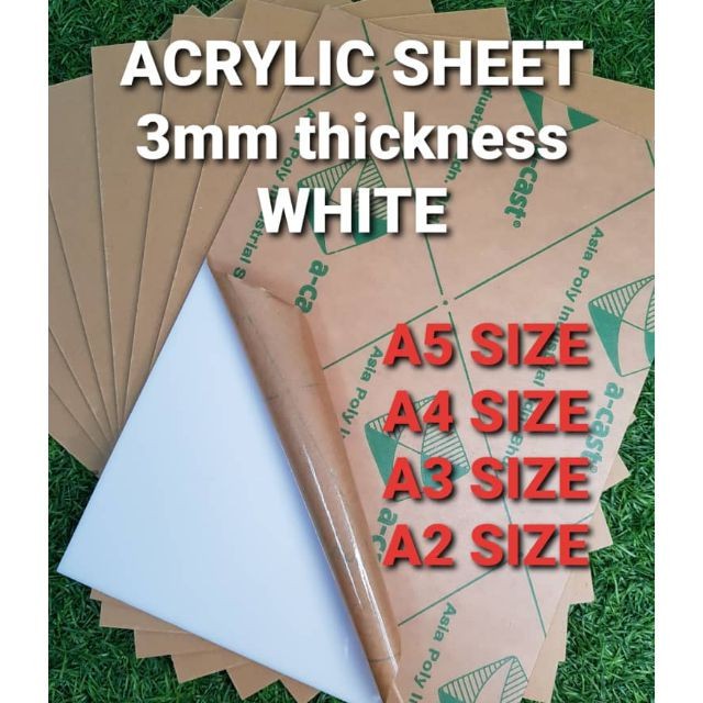 Acrylic WHITE Sheet A2 / A3 / A4 / A5 3mm thickness Grade A Casting | Shopee Malaysia