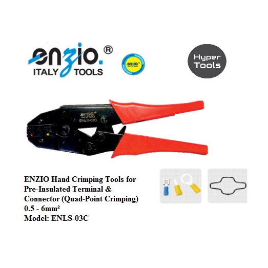 ENZIO Hand Crimping Tool for Pre-Insulated Terminal & Connector (Quad-Point Crimping) 0.5 - 6mm² ...