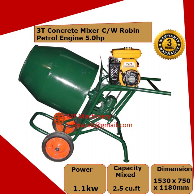 Mf CONCRETE MIXER 5.0hp Robin Gasoline 4 Stroke Engine Machine Cement ...