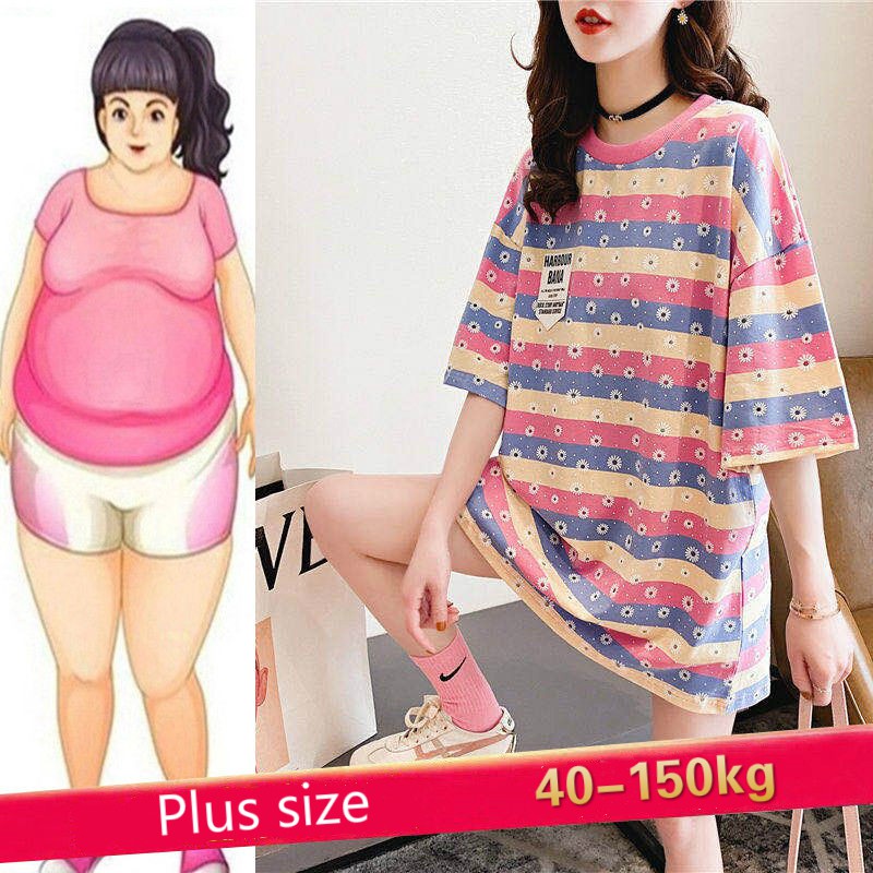 【Plus size】(40-150kg) Fat women plus size oversized short sleeve tshirt ...