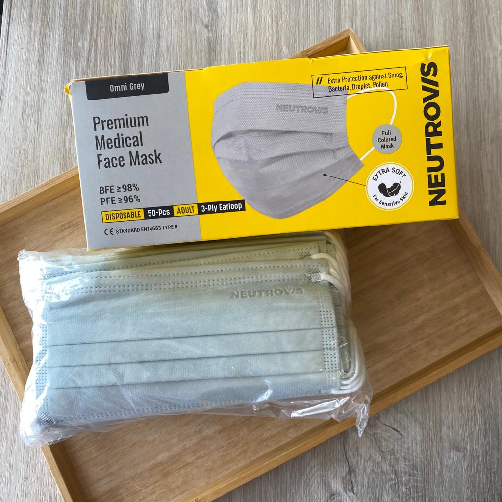 100% Original Neutrovis Premium Medical Face Mask 3ply Omni Grey ...