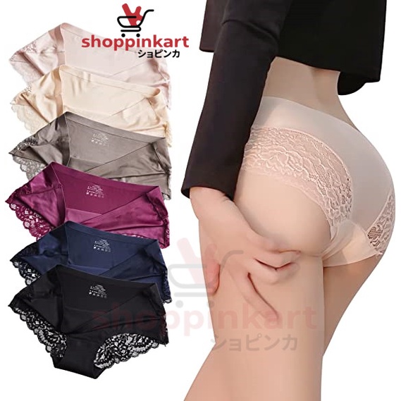 Sexy Lace Underwear For Women Frozen Silk Spender Wanita Ice Silk Seamless Panties Mid Waist 🇲🇾🎀