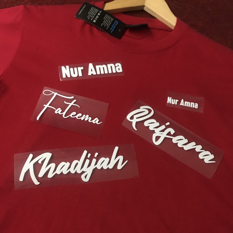 ( COD )Custom Nama untuk baju / heat tranfer Sticker Iron On / Sticker ...