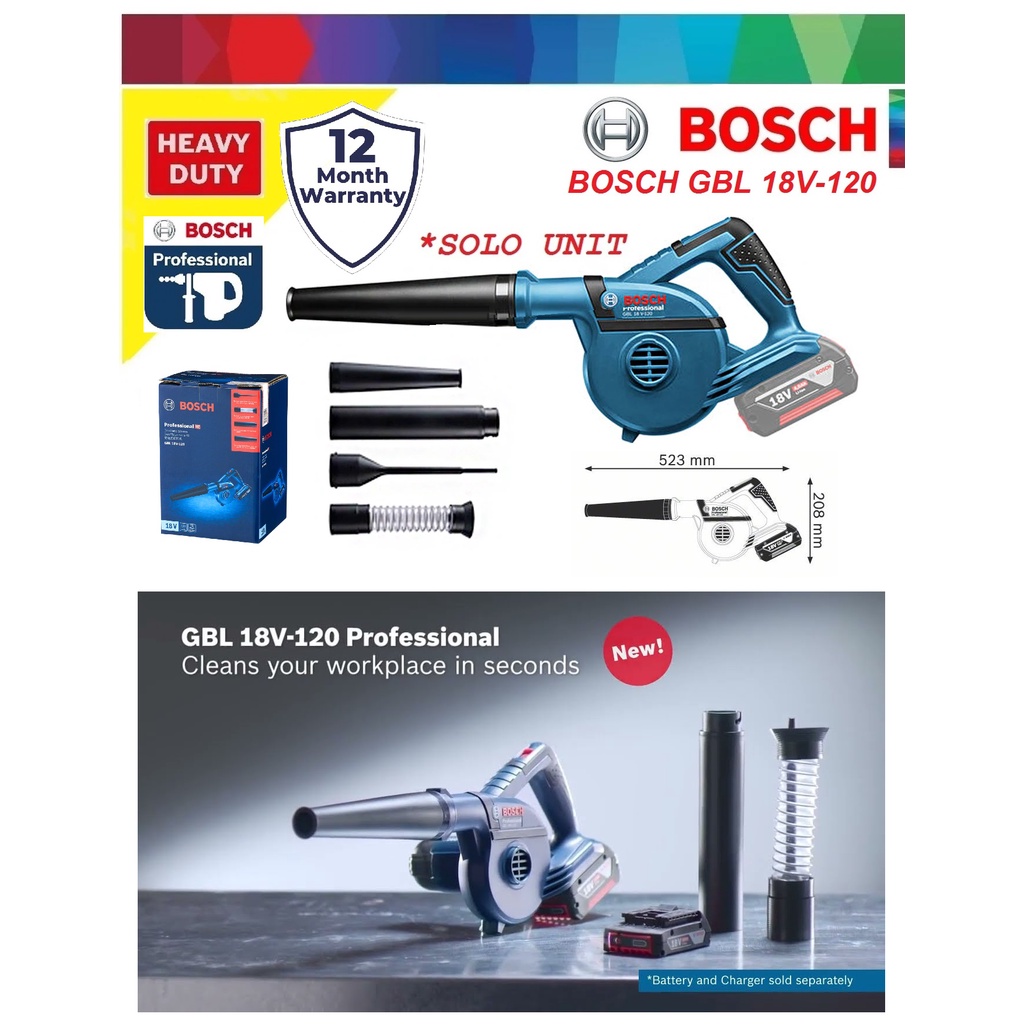 Bosch GBL 18V-120 Professional Cordless Blower (Solo) | Shopee Malaysia