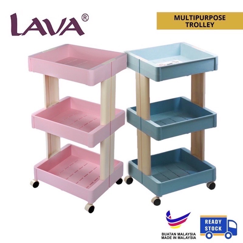 Lava MPT3371-3 Multipurpose Plastic Trolley Rack Home Kitchen With ...