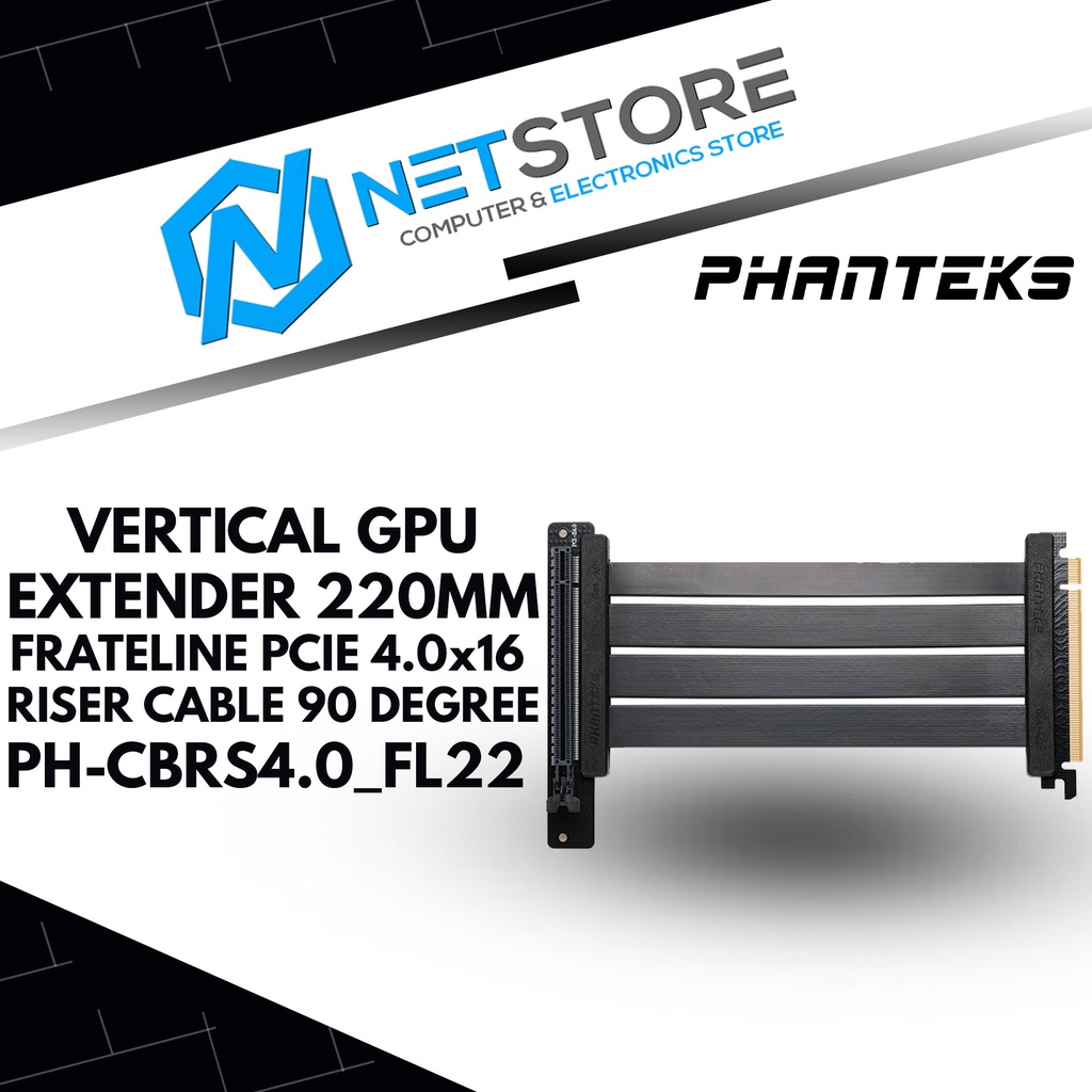 PHANTEKS VERTICAL GPU EXTENDER 220MM FRATELINEPCIE 4.0x16 RISER 90 ...
