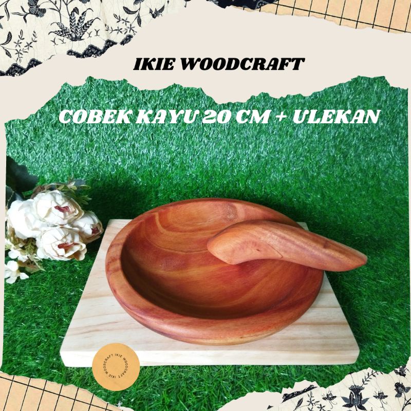 IKIE Cobek Wood + Ulekan ±20cm | Shopee Malaysia