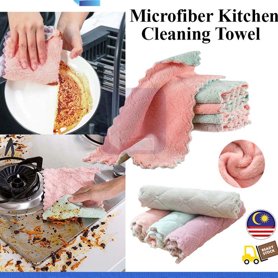 Microfiber Kitchen Towel Oil Resistance Dish Washing Cloth Drying Towel ...