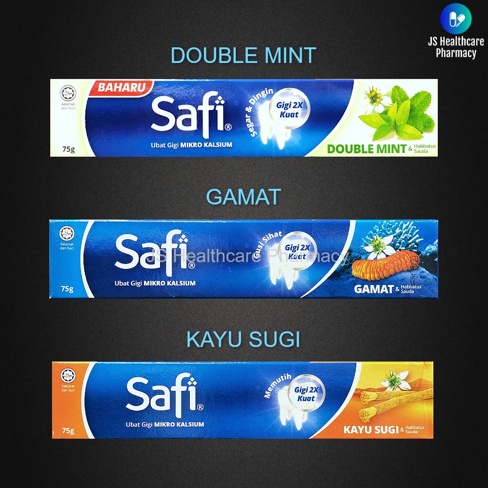 Safi Ubat Gigi Mikro Kalsium (Double Mint / Gamat / Kayu Sugi) - 75g ...