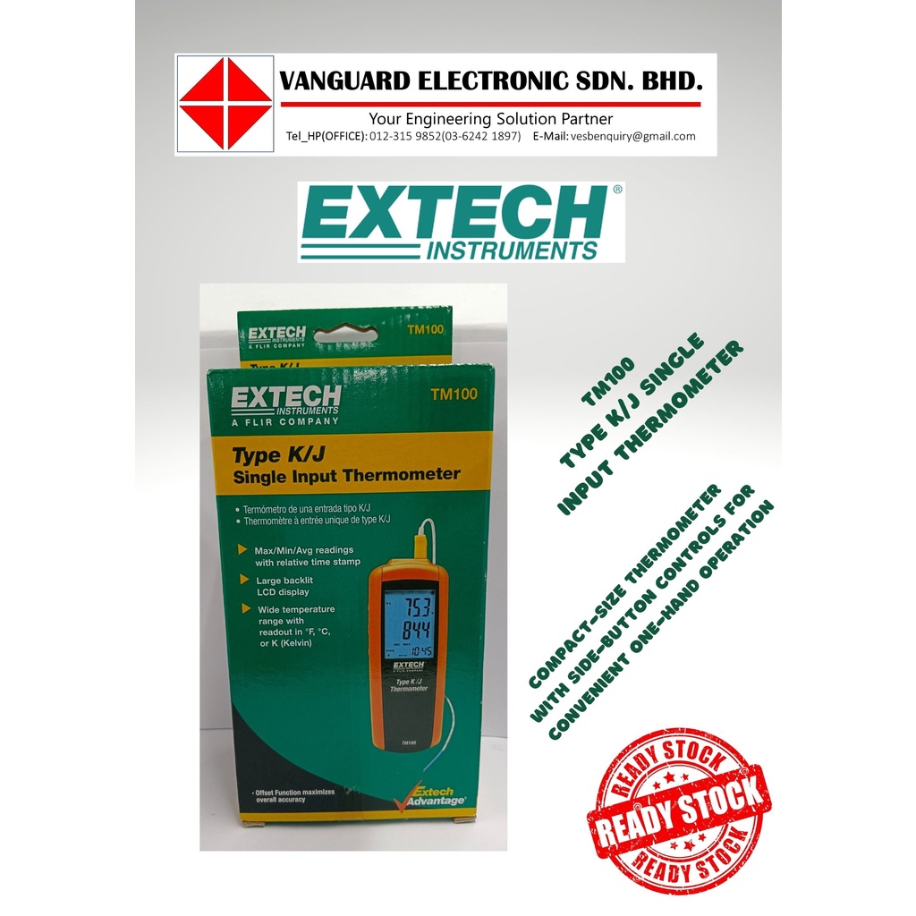 Extech TM100: Type K/J Single Input Thermometer - Ready Stock | Shopee ...