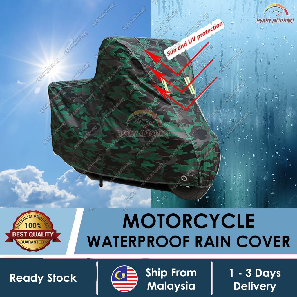 🔥READY STOCK🔥 Waterproof Motorcycle Rain Cover UV Protection Motorbike ...