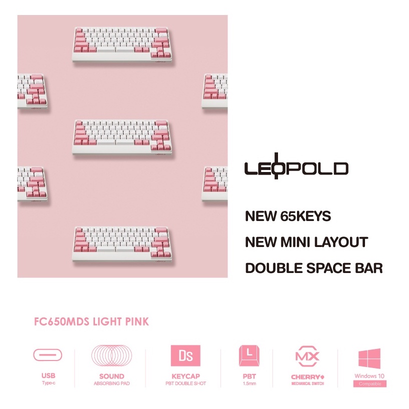 # LEOPOLD FC650MDS PD Light Pink - 65% Double Shot PBT Mechanical ...