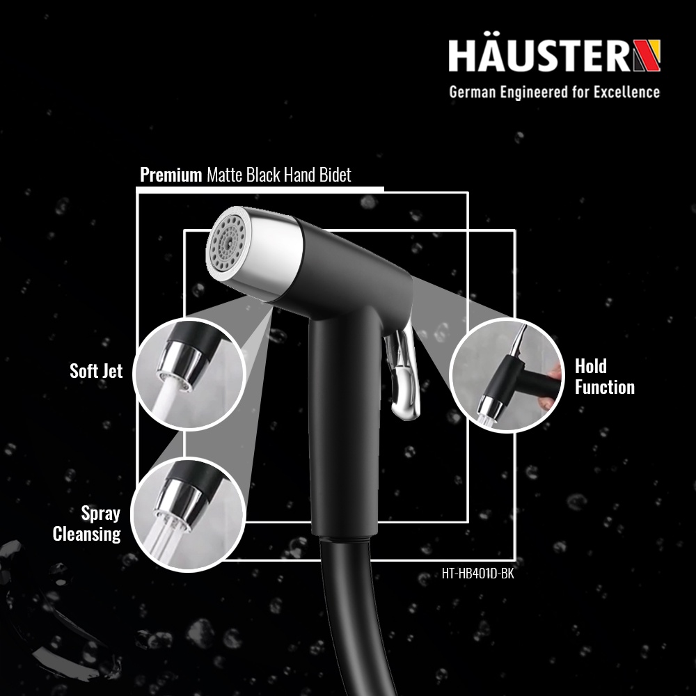 Haustern ABS Black Hand Bidet Spray HT-HB401D-BK c/w 1.2M Black ...
