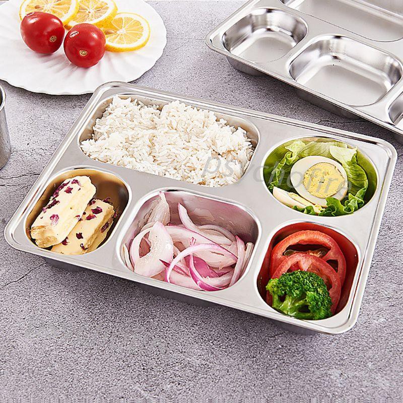 PCF* Stainless Steel Divided Dinner Tray Lunch Container Food Plate for ...