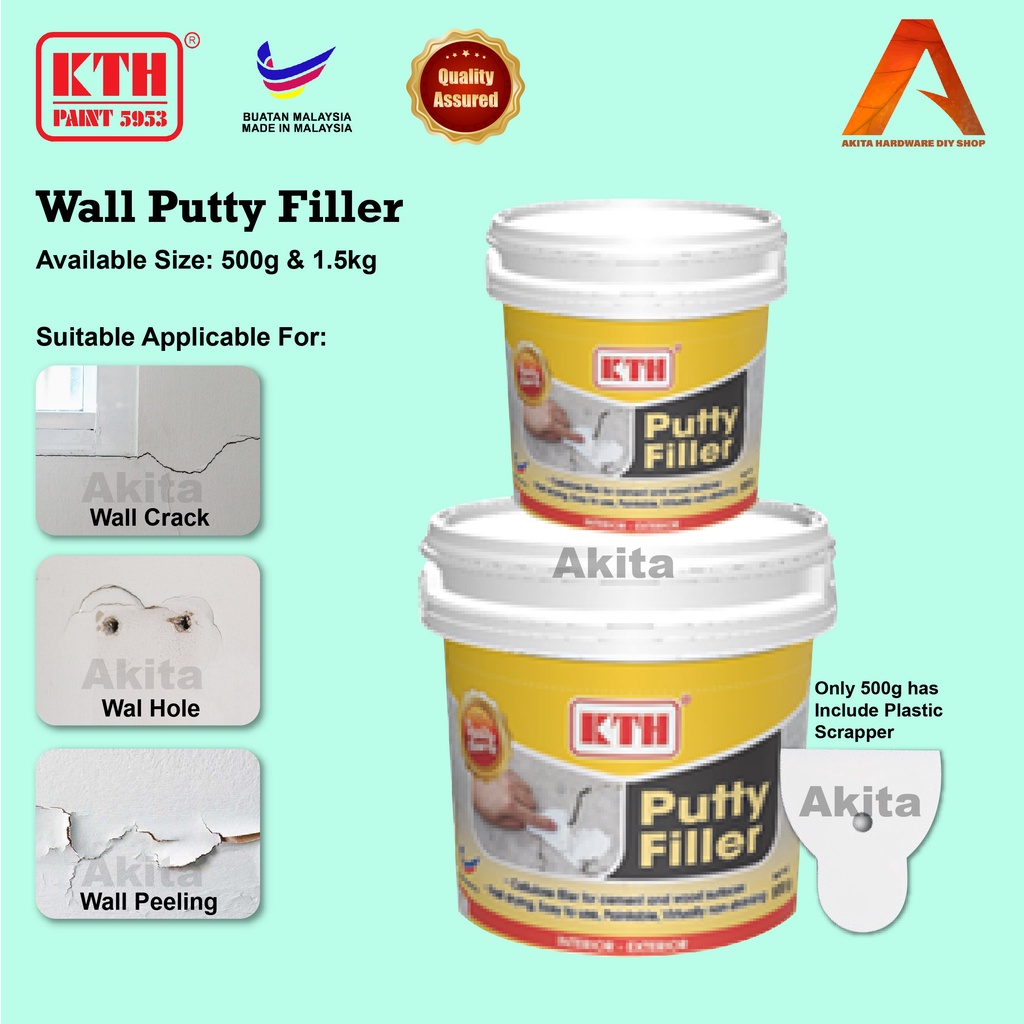 KTH 500gm & 1.5kg White Wall Putty Filler & Wood Filler Filling Cracks ...