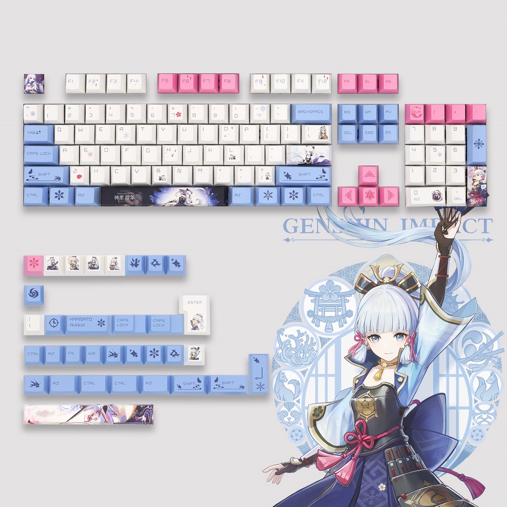 Kamisato Ayaka button set 136 thick PBT keys genshin impact indyesub 5 ...