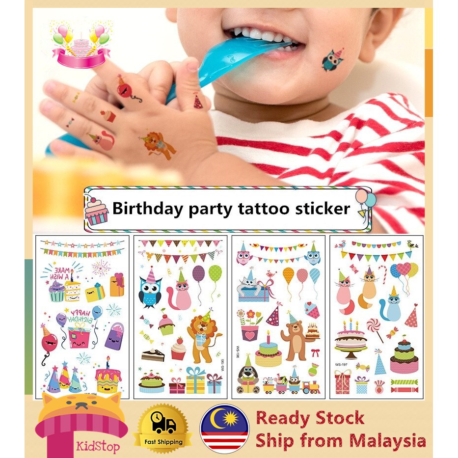 Birthday Party Tattoo Sticker Fake Tattoo Body Art Party Waterproof ...