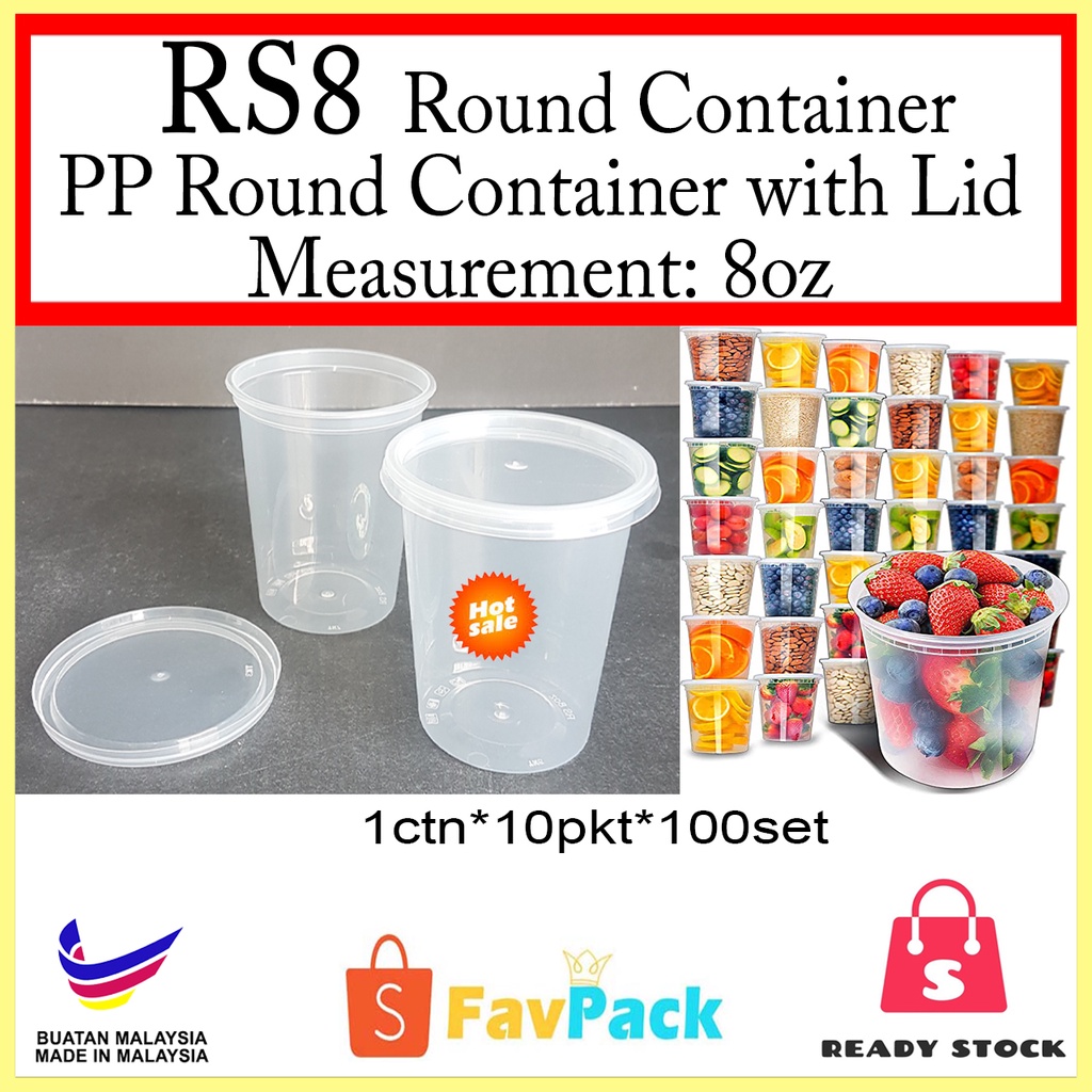 RS8 (TEKA) 8oz PP Round Container with Lid / Sauce Cup / Bekas Dadih ...