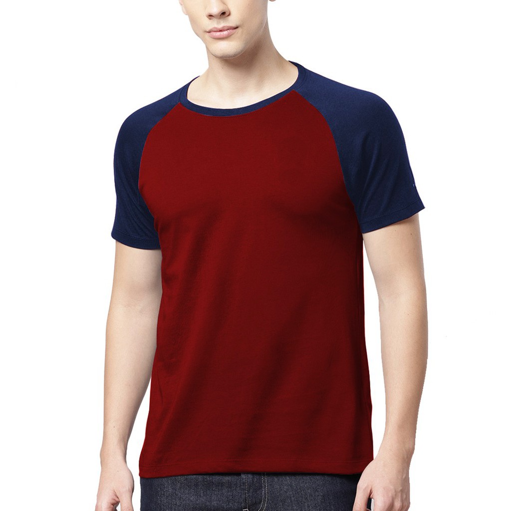 Men's Maroon Short Sleeve Raglan T-Shirt - Navy | Shopee Malaysia
