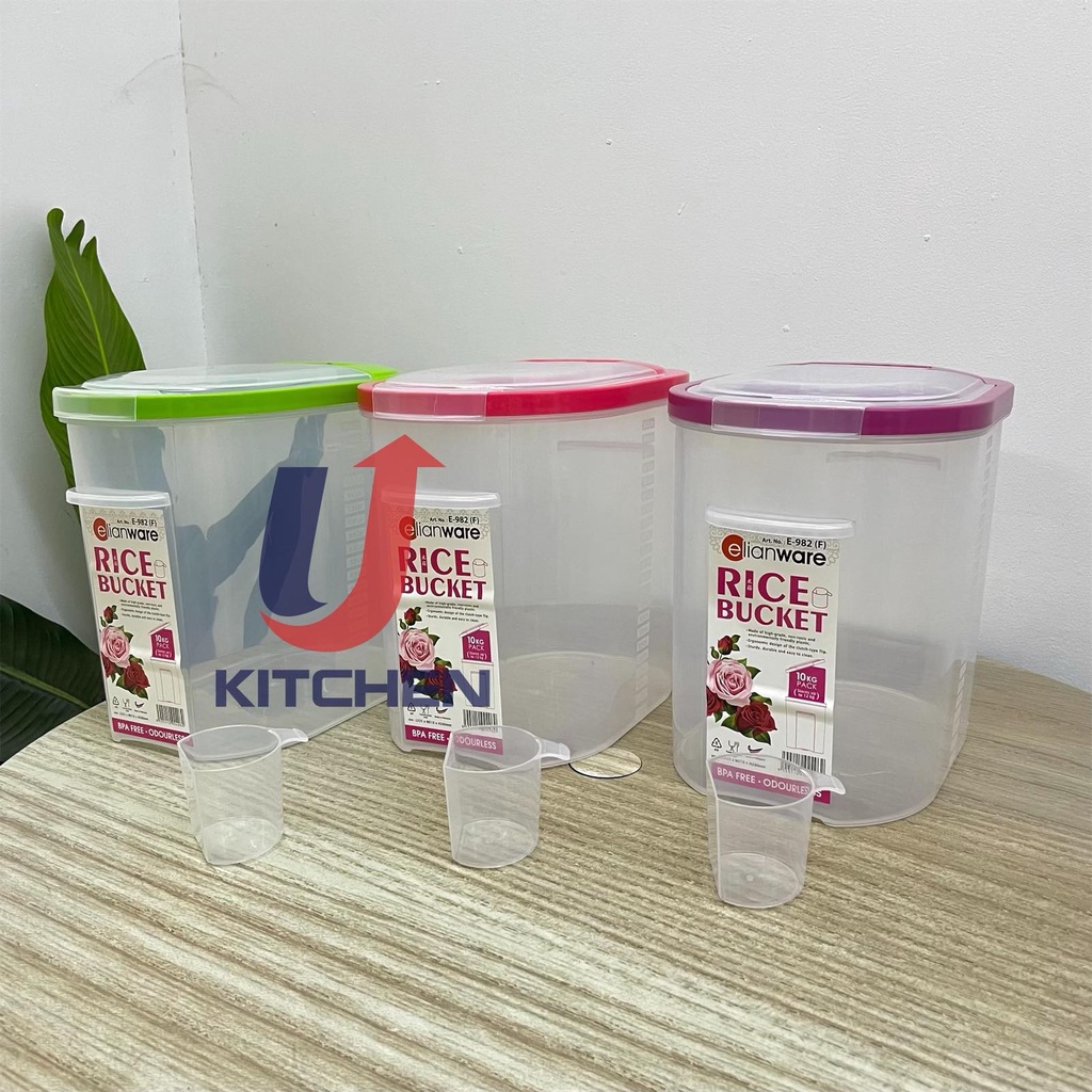 ELIANWARE 6KG/12KG Plastic Rice Bucket / Bekas Beras / Tong Beras ...