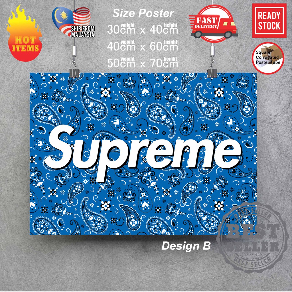 [Ready Stock] Supreme x paisley texture | Streetwear poster | Street ...