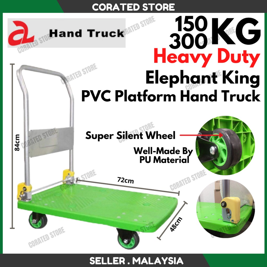 Elephant 150kg / 300kg Heavy Duty PVC Platform Hand Truck Trolley with ...