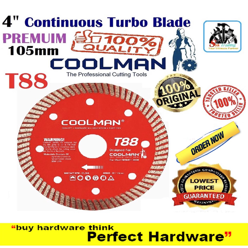 COOLMAN T88 Continuous Turbo Rim Blade Coolman Diamond Cutter Blade ...