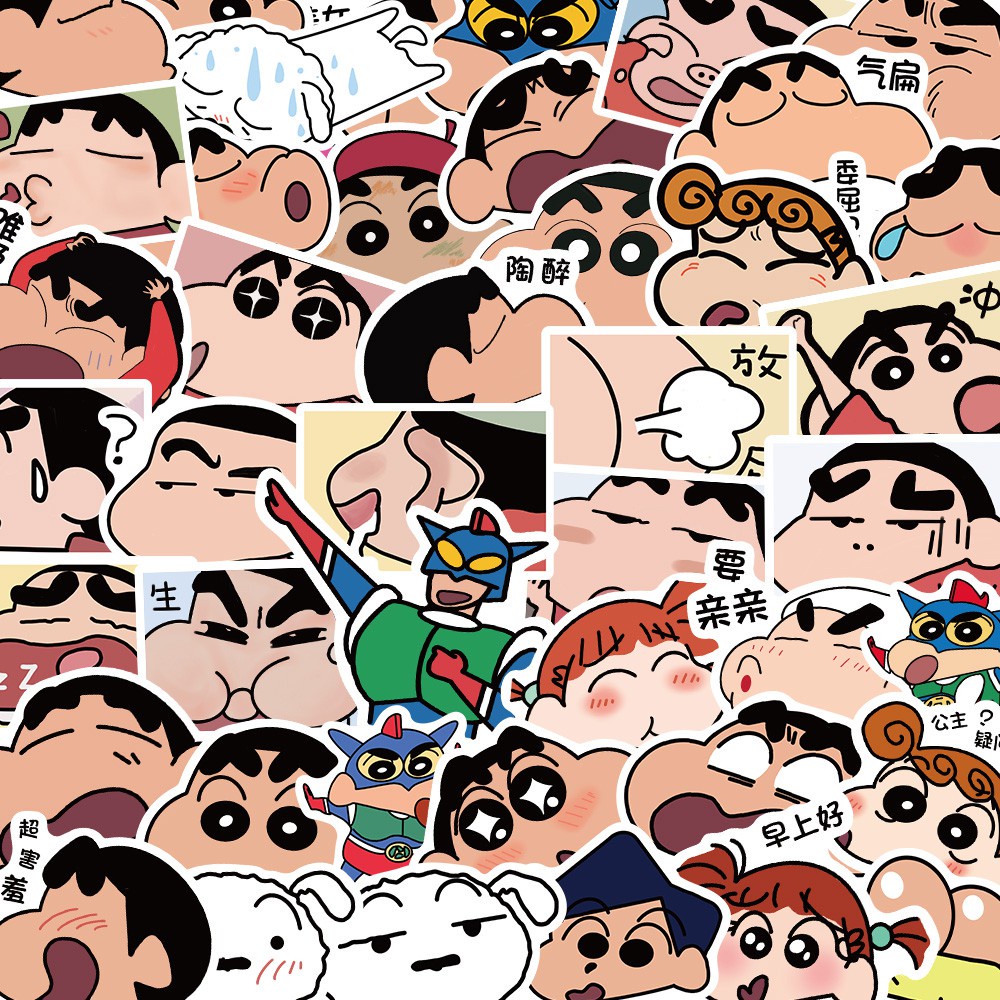 50pcs Cartoon Stickers Crayon Shinchan Sticker for Luggage Skateboard ...