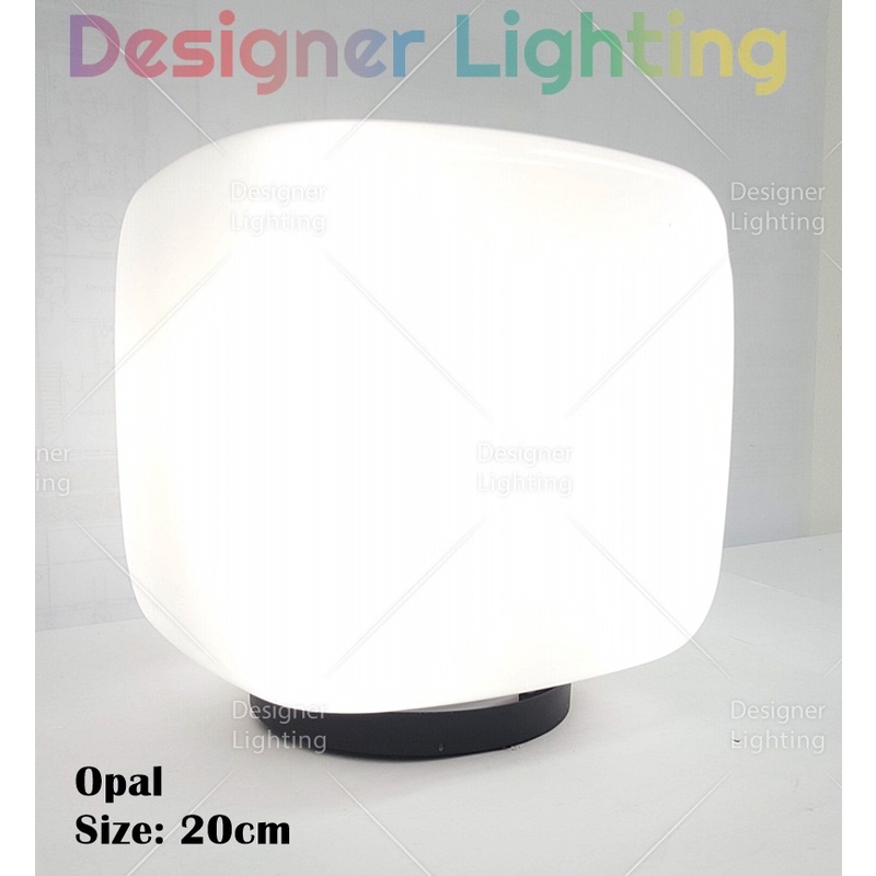 [20cm S Size Opal/Clear] Square Globe Modern Outdoor Pillar Light ...