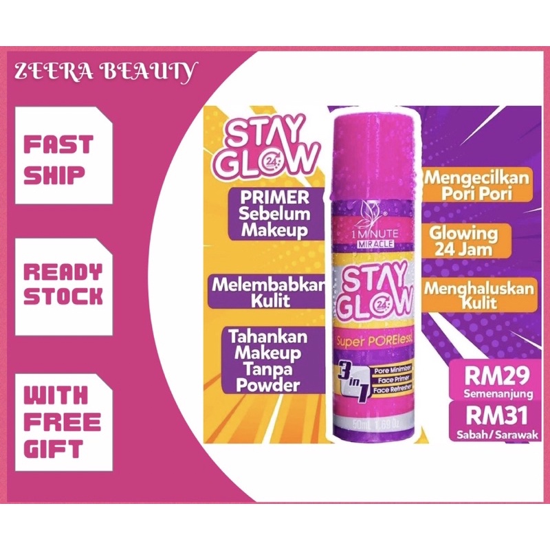 NEW PACKING!! 1 MINUTE MIRACLE 1mm STAY GLOW SPRAY 1minute | Shopee ...