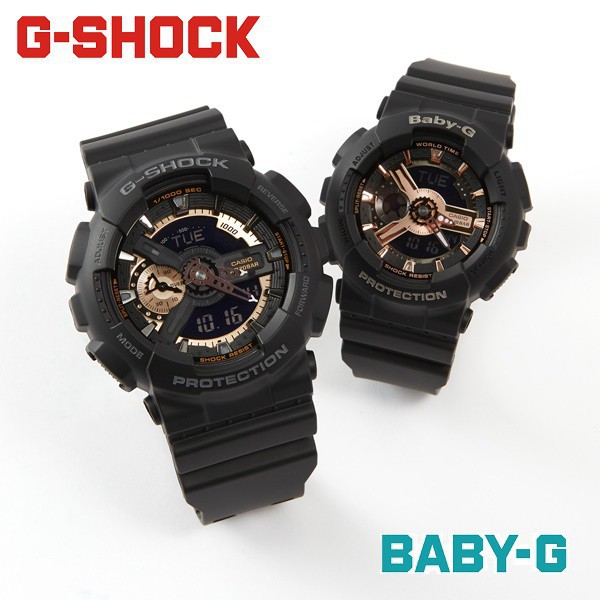 Gshock Couple GA110 G Shock GA110 x Baby G BA110 Black Rose Gold ...
