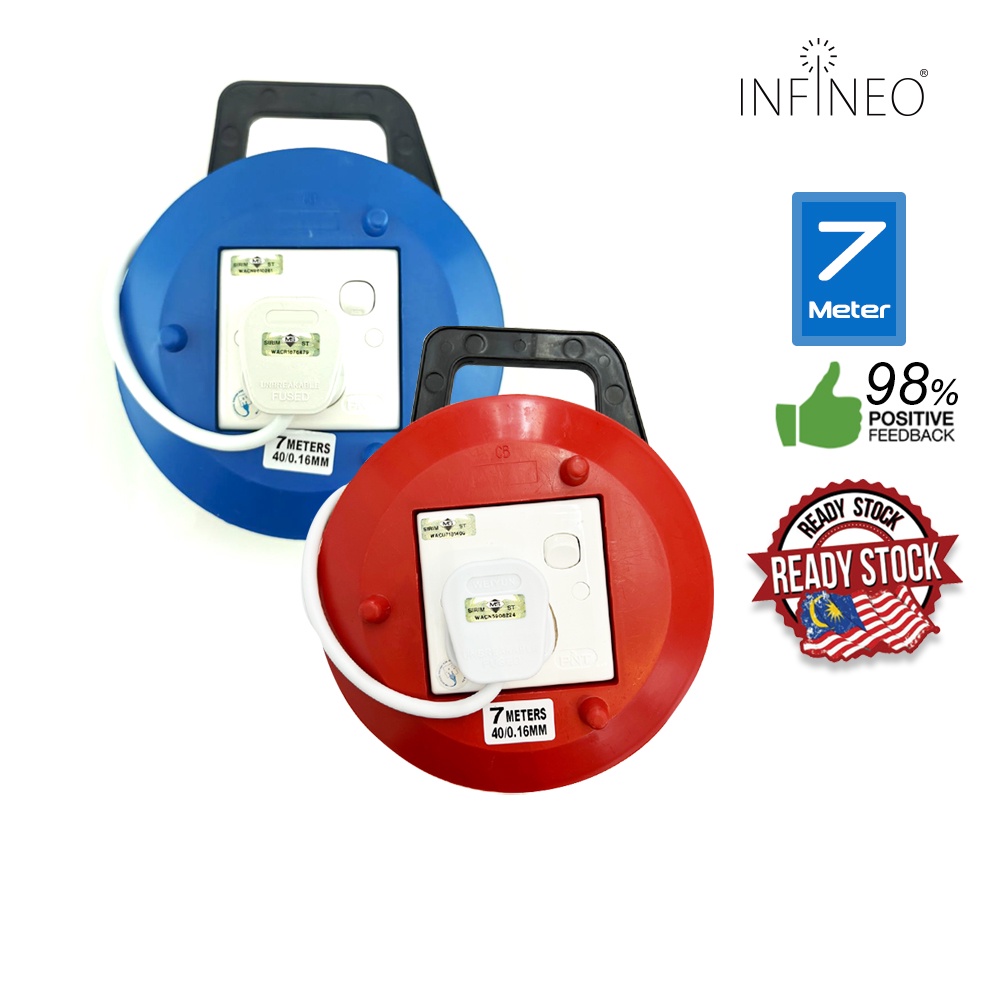 Portable Extension Trailing Cord Socket Wire Plug Cable Reel Box With