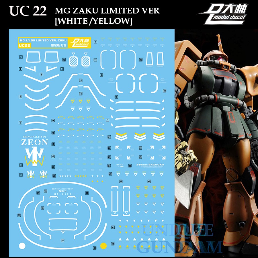 [DALIN] UC22 MG 1/100 ZAKU LIMITED VER [ WHITE/YELLOW] GUNDAM WATER ...