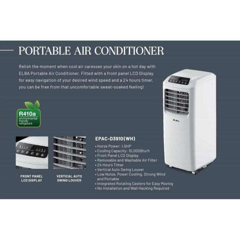 Elba Portable Aircond EPAC-D3910(WH) | Shopee Malaysia