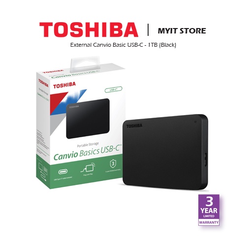 Toshiba External Canvio Basic USB-C 3.2 Portable HDD (Black)1TB/2TB/4TB | Shopee Malaysia