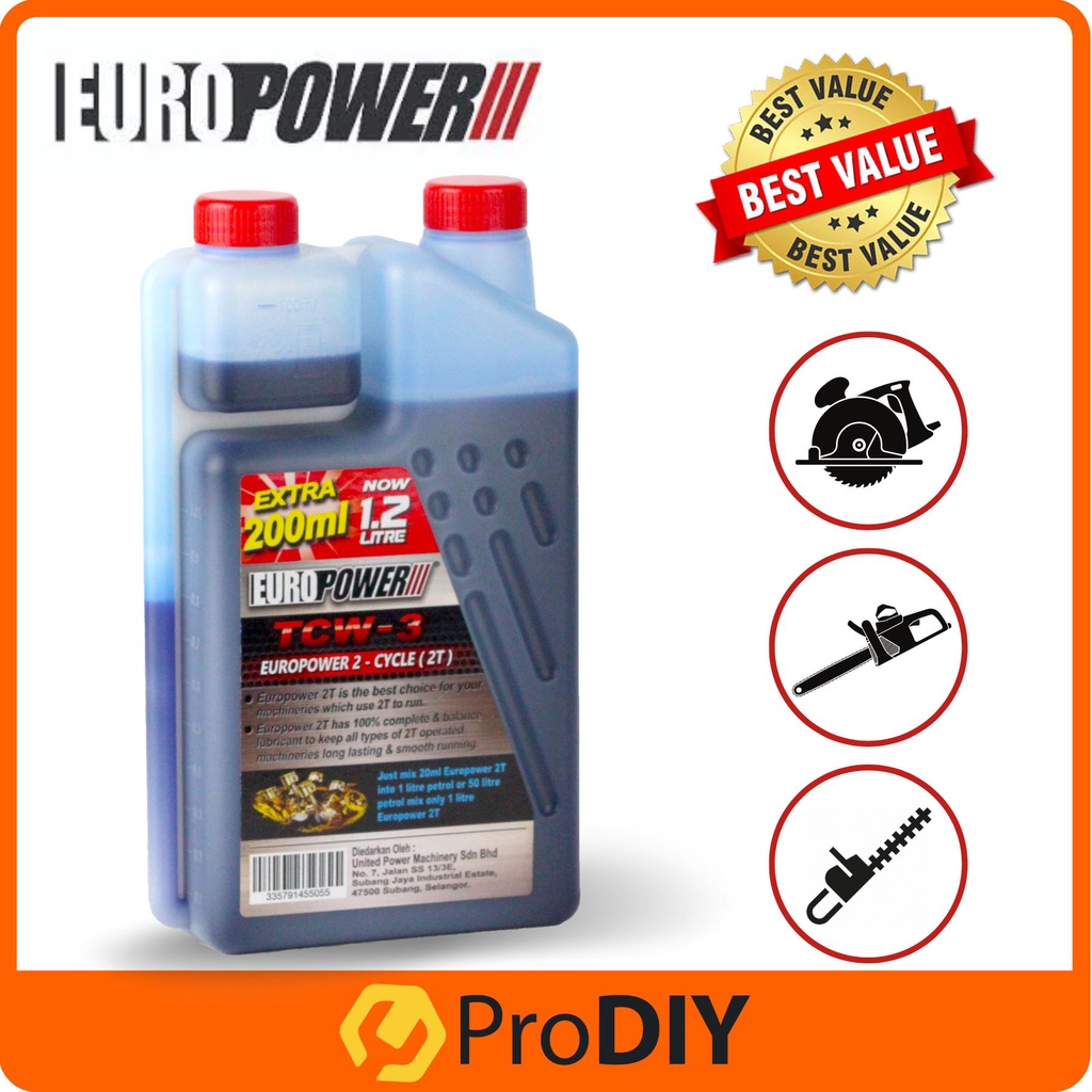 EuroPower Oil EuroPower TCW3 Super Premium 2 Stroke Lubricant 2T Oil 1 ...